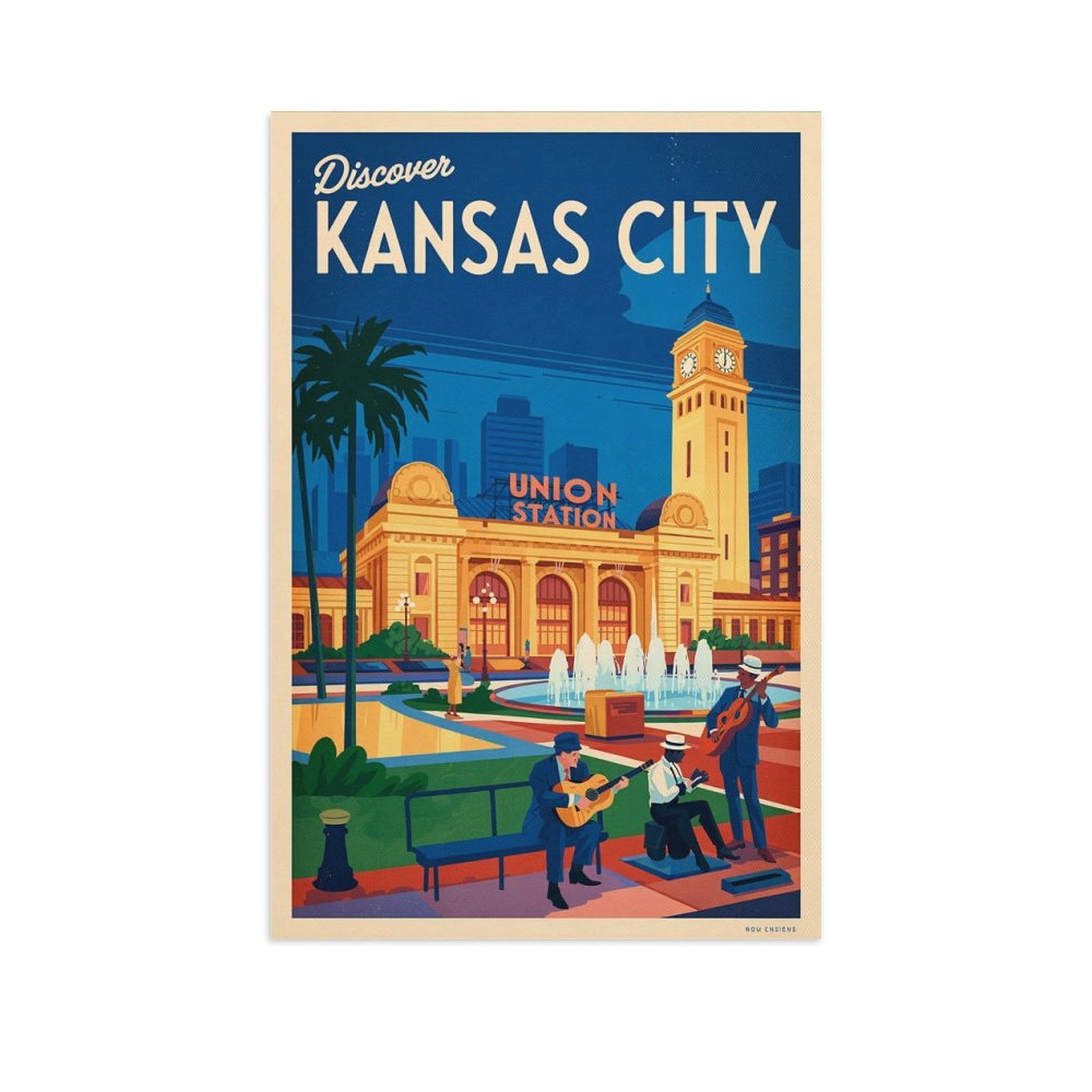Retro Kansas City City Poster Vintage U.S. City Tourism Art for Walls ...