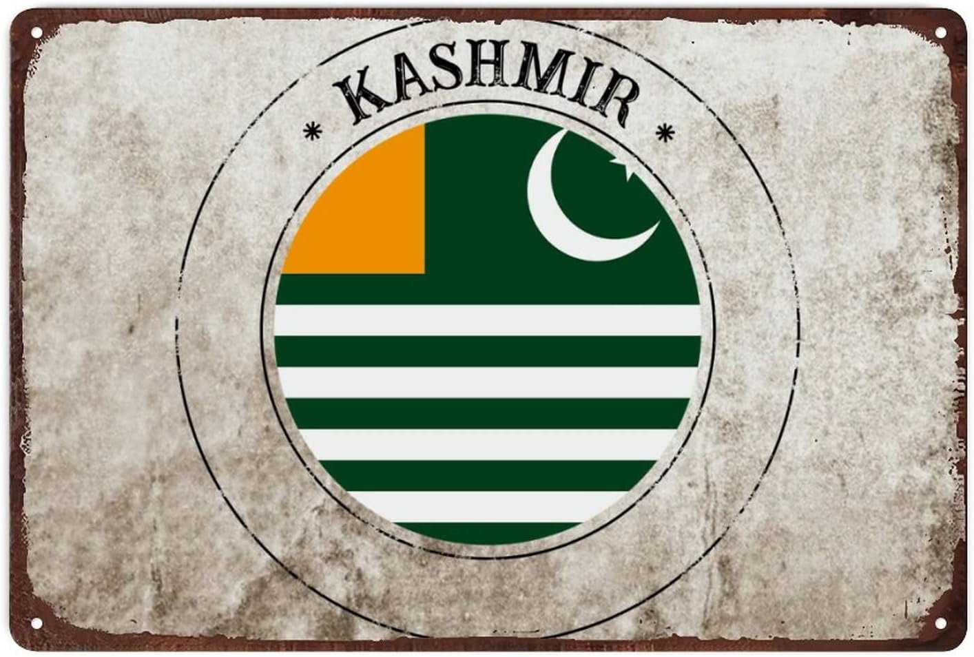 Retro Kashmir Metal Sign, Kashmir Flag Kashmir Seal Tin Sign Indoor Or ...