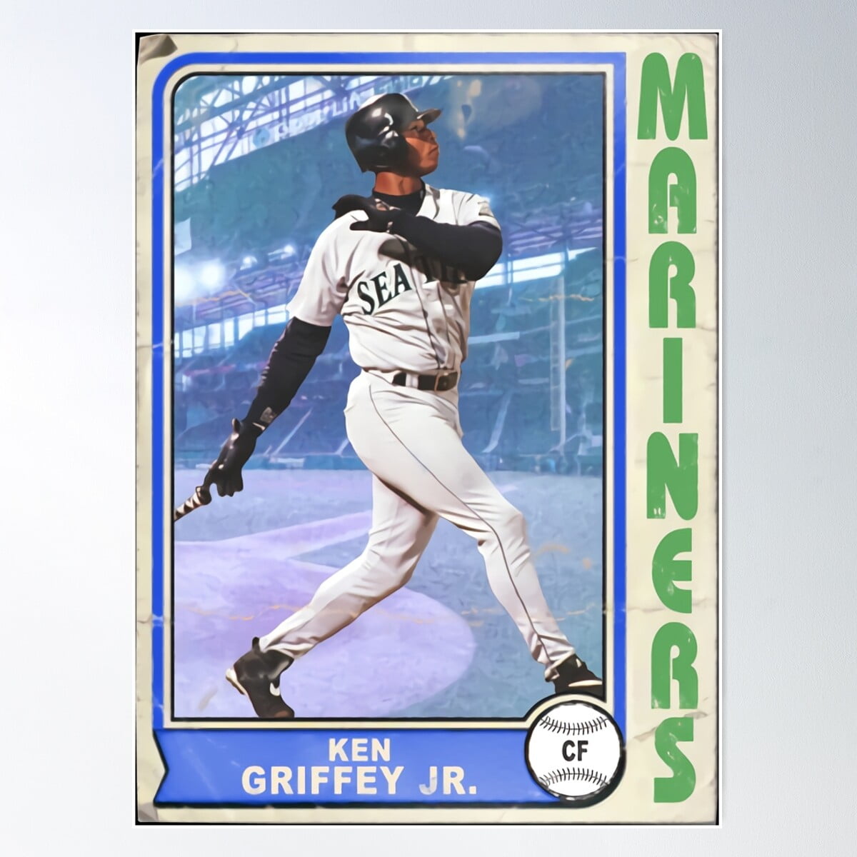 Retro Ken Griffey Jr Baseball Card Poster Wall Art, Modern Wall Decor ...