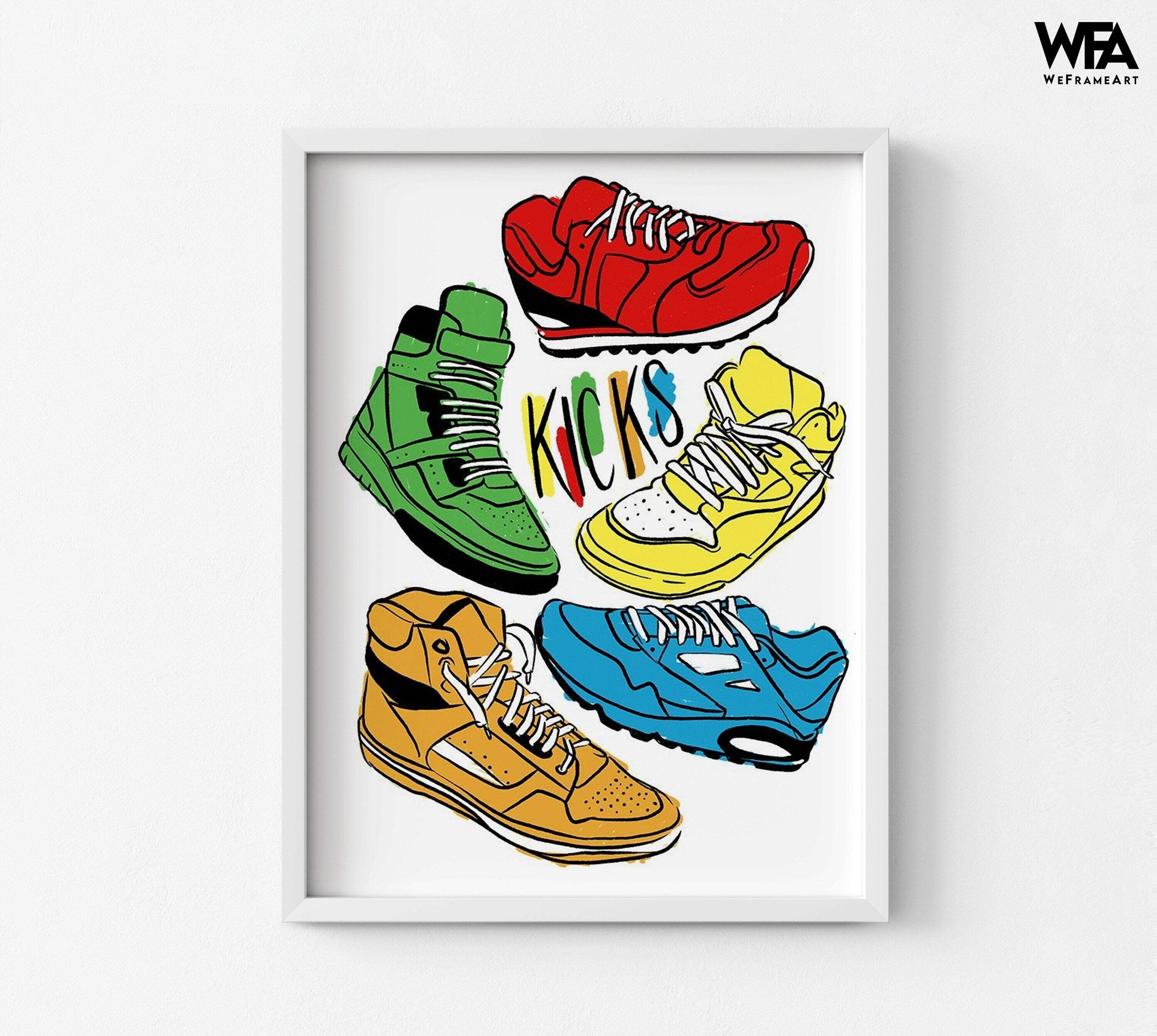 Retro Kicks Mute Colored by Milli Villa, Primary Colors Shoe Poster ...