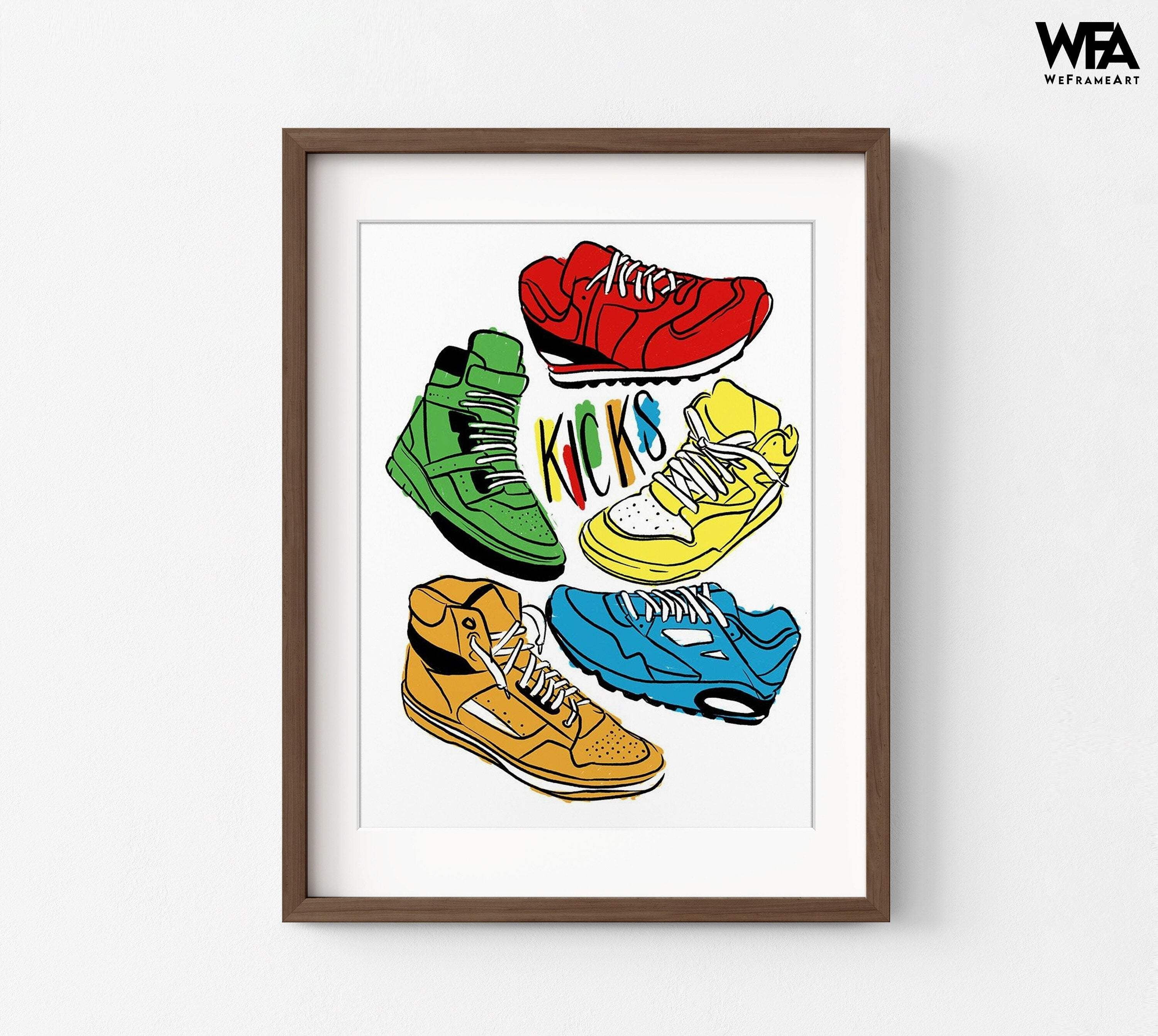 Retro Kicks Mute Colored by Milli Villa, Primary Colors Shoe Poster ...