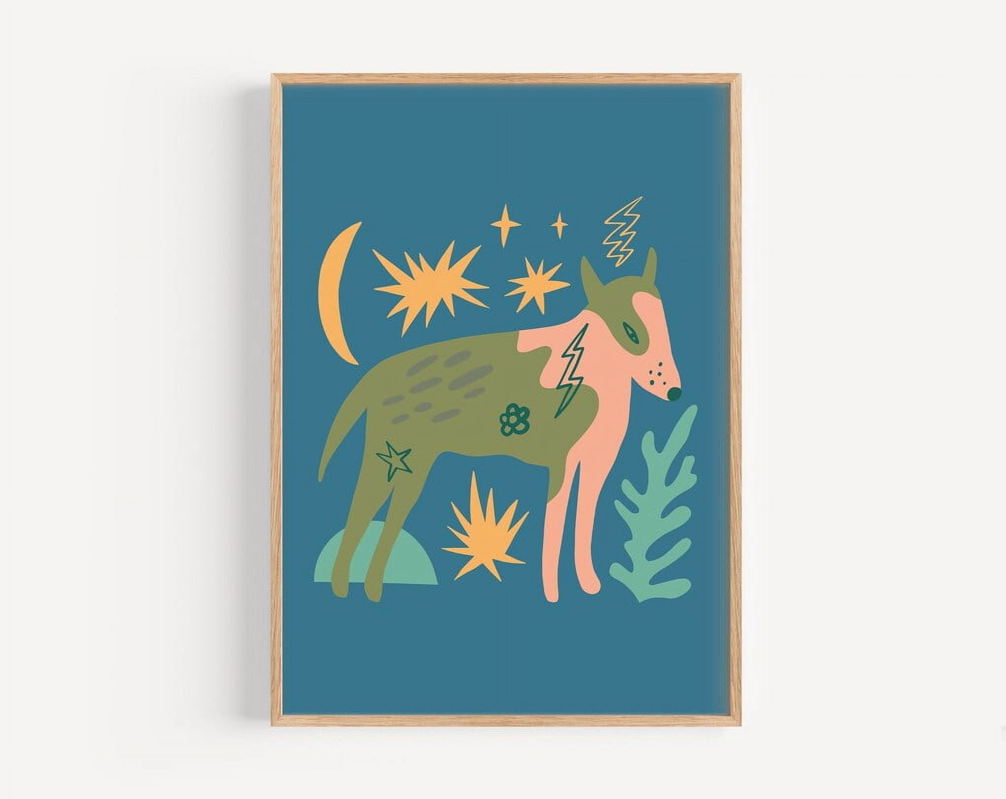 Retro Kids Poster, Funky Playroom Wall Art, Abstract Dog Illustration ...