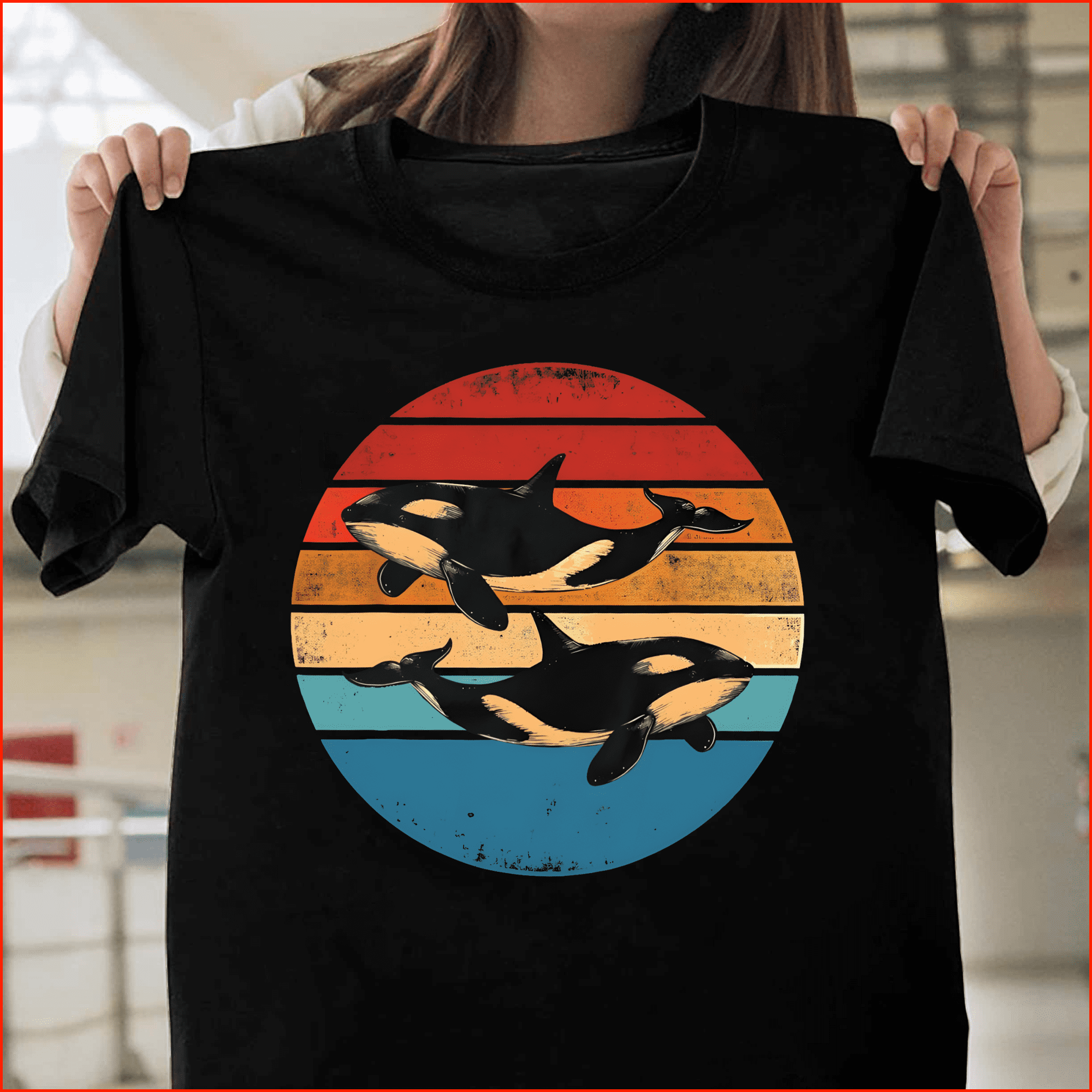 Retro Killer Whale, Simple and Cute Vintage Themed Animal Graphic H279 ...
