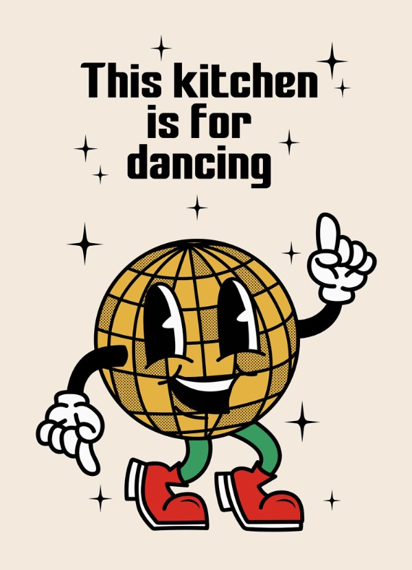 Retro Kitchen Food Cartoon Poster Character Coffee More Espresso Less ...