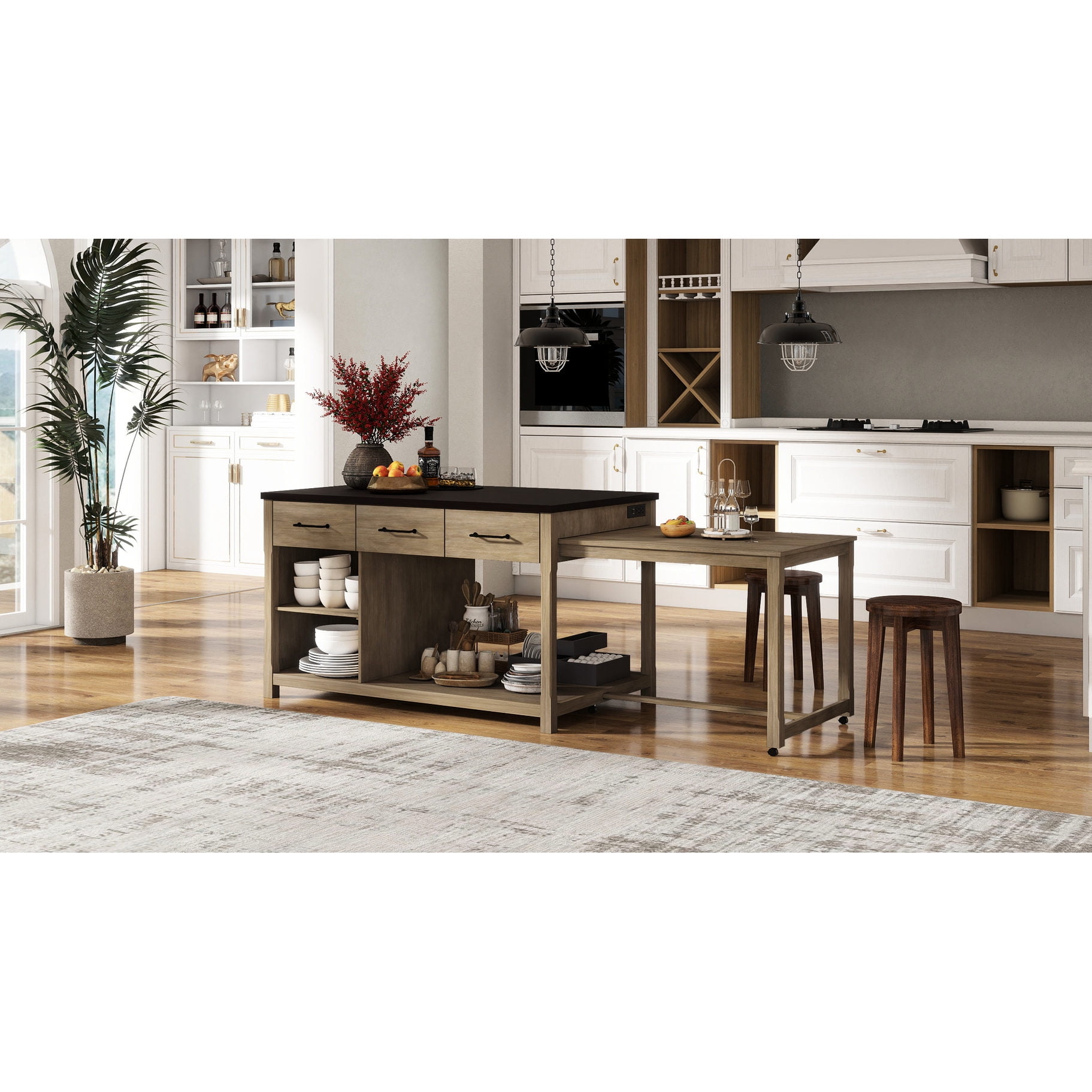 Retro Kitchen Island | Space - Saving Design | Power Outlets for ...