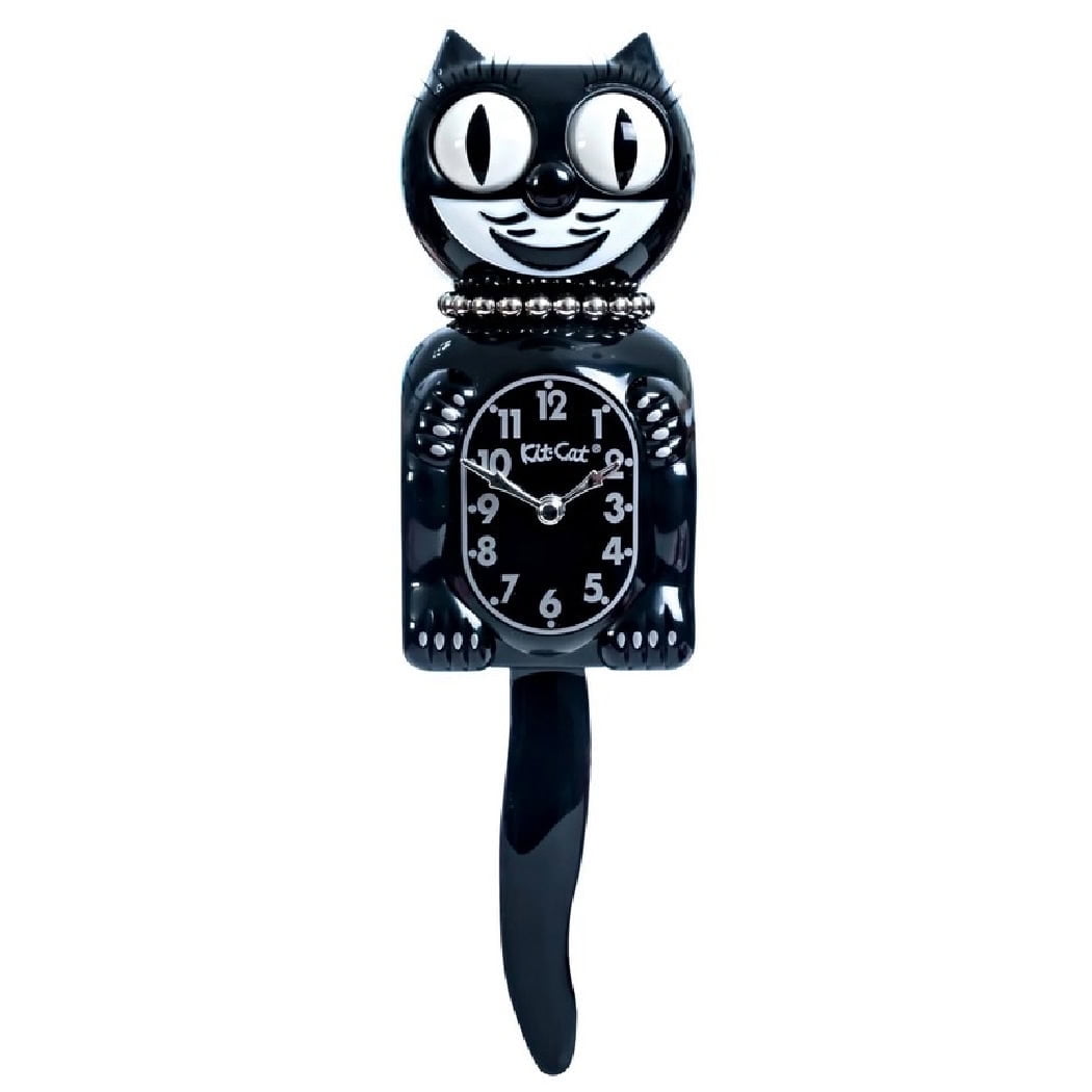 Retro Kitchen Lady Kit Cat Clock 15.5" Classic Black Full Size Kit-Cat ...