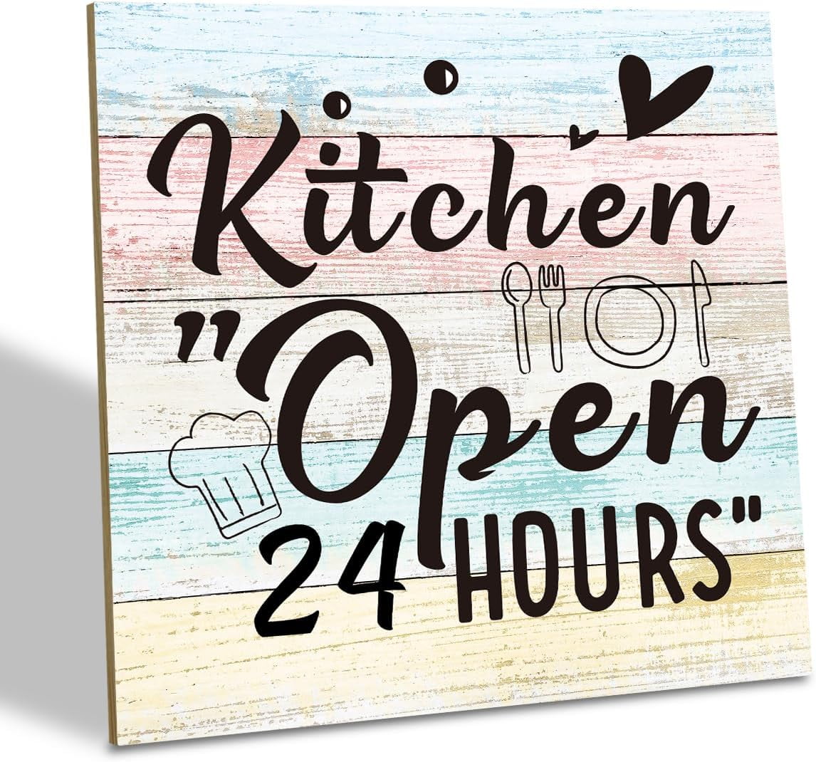 Retro Kitchen Wood Sign Country Style Kitchen Decor Kitchen Open 24 ...