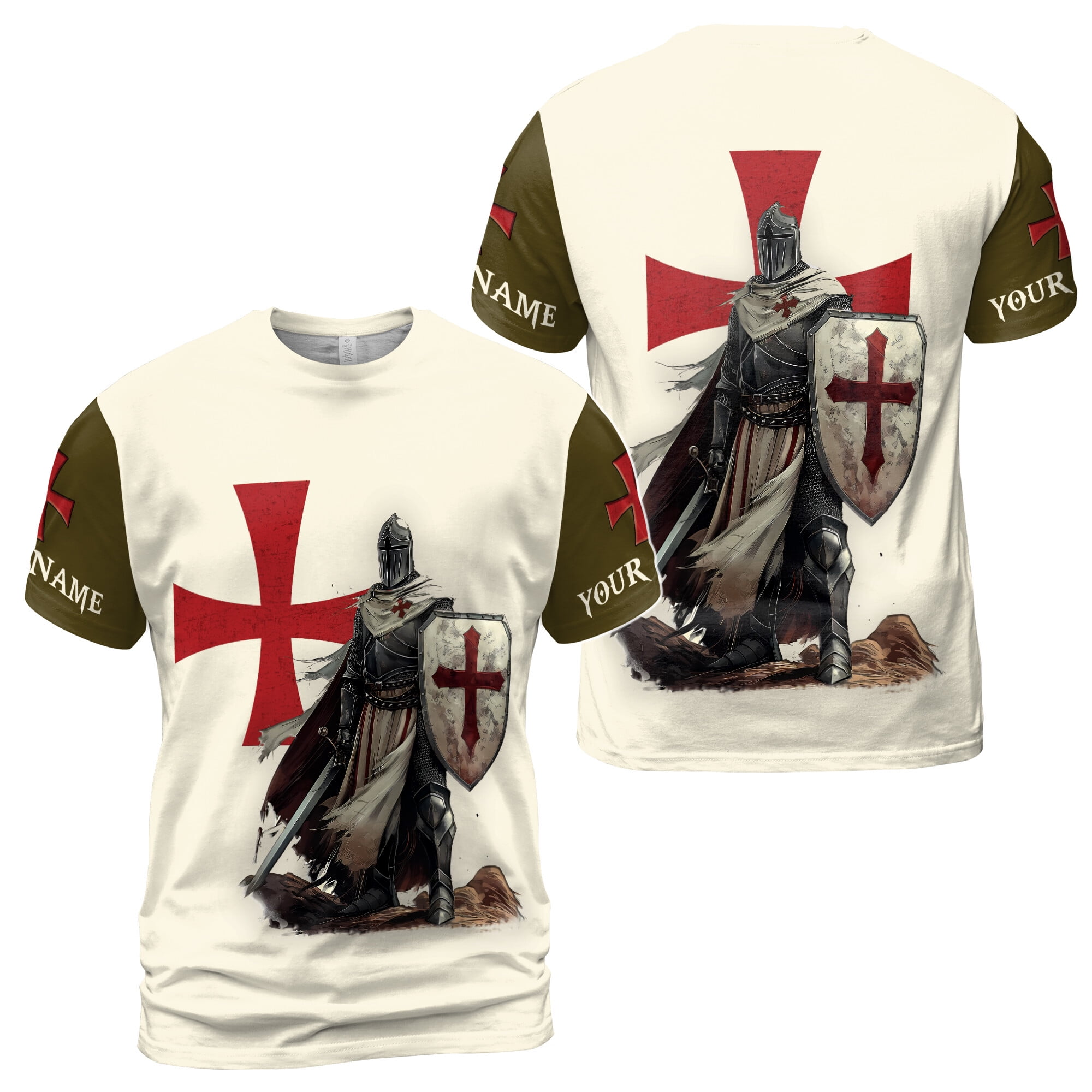 Retro Knight Templar Vintage Cross Men's T-shirt S-5XL - Walmart.com