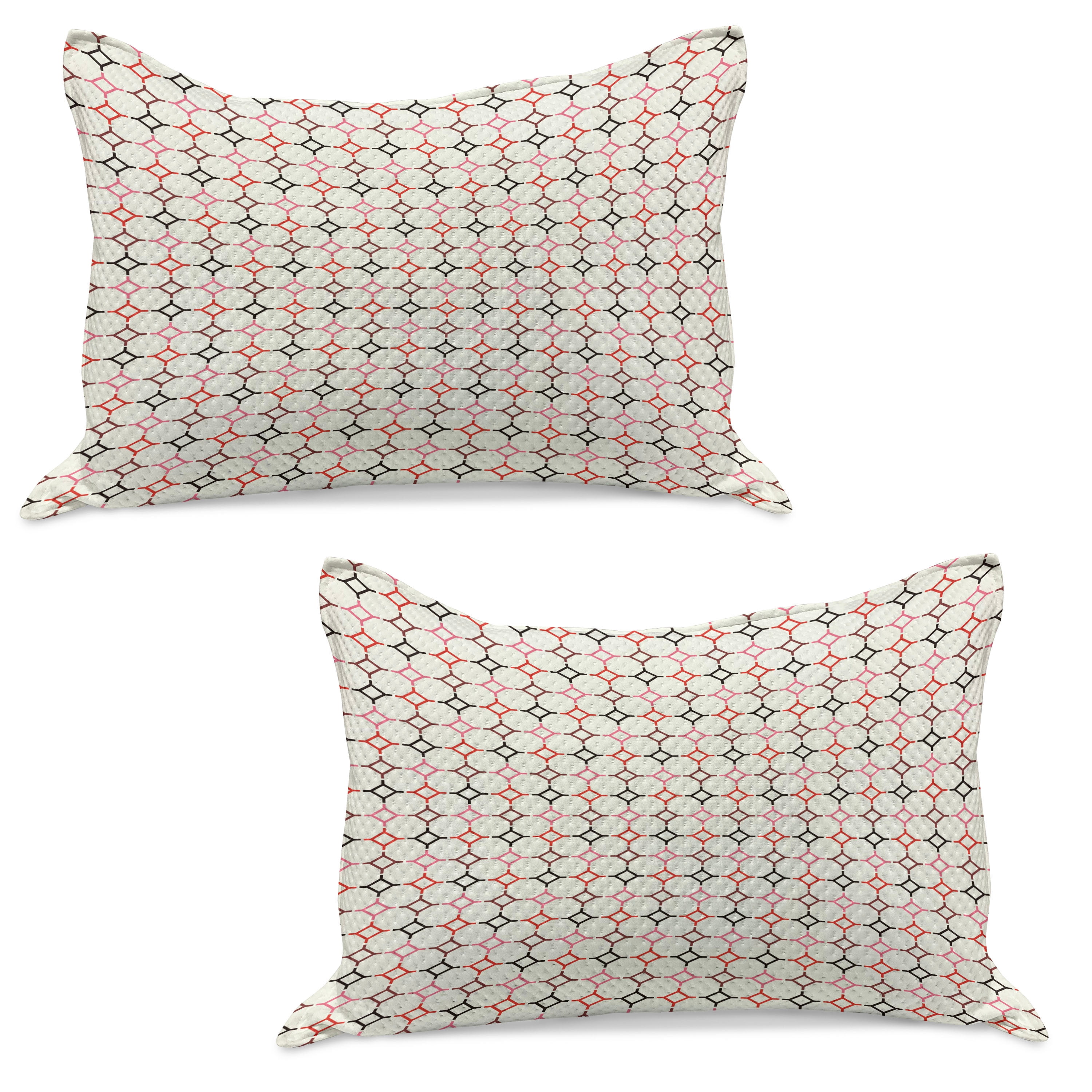 Retro Knitted Quilt Pillowcover Set of 2, Hexagonal Shaped Cut Lines Attached with Vertical ...