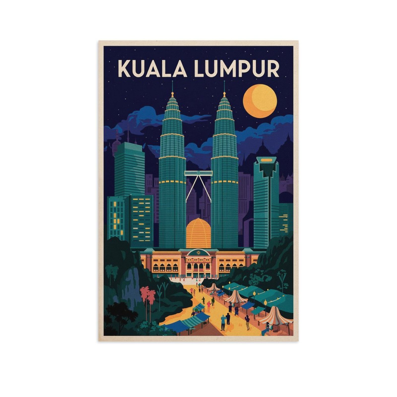 Retro Kuala Lumpur City Poster Vintage Malaysian City Tourism Art for ...