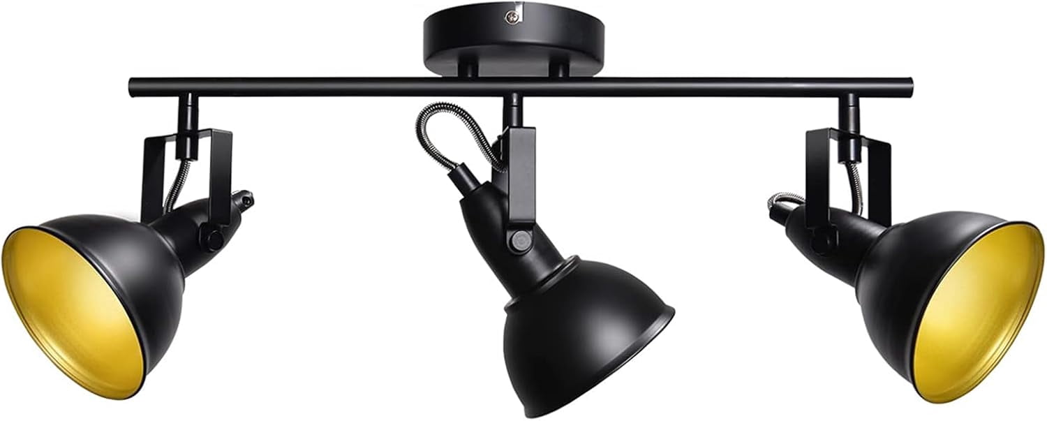 Retro LED Ceiling Spot Lights Fixtures, 3-Light Flexible Track Lighting ...