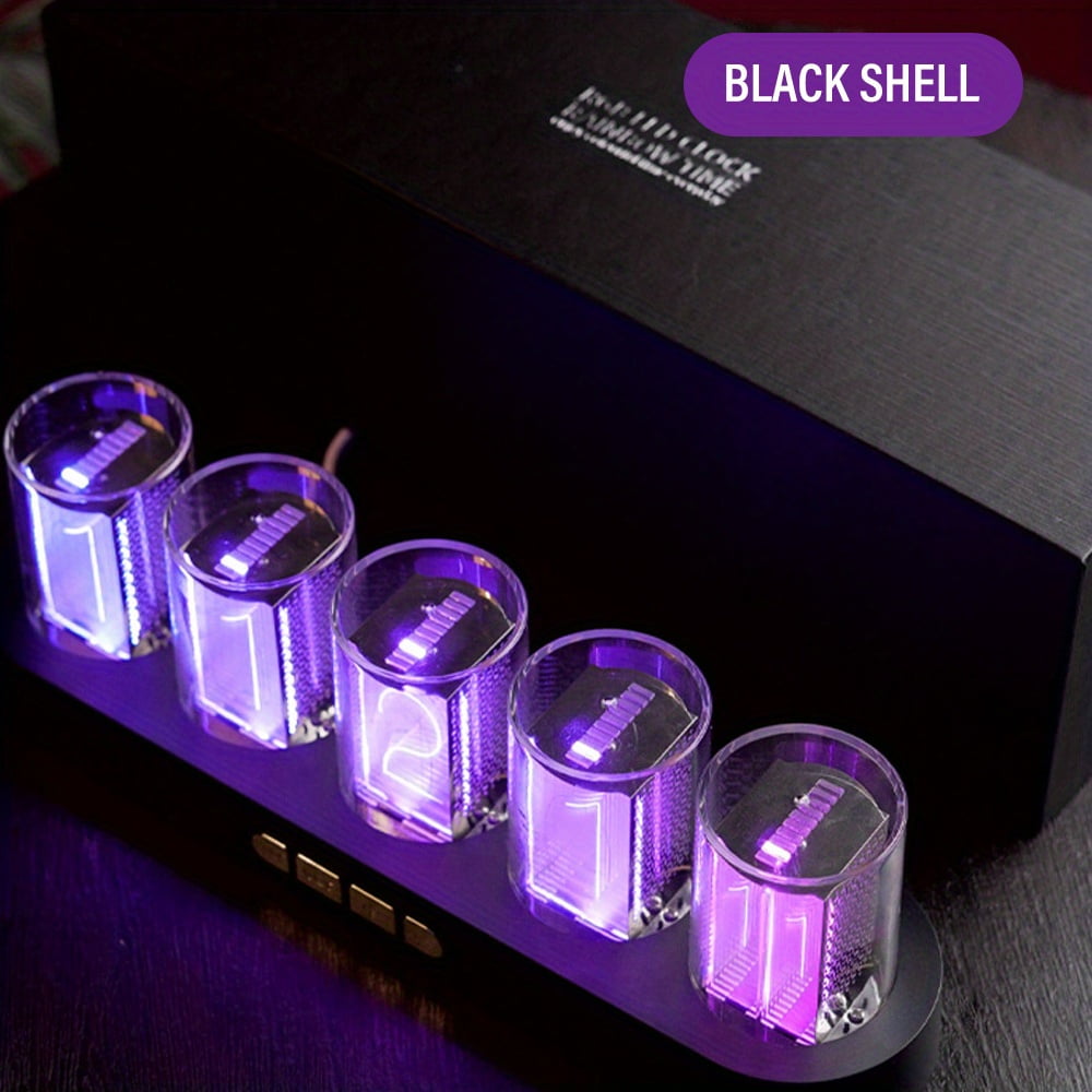 Retro LED Nixie Tube Clock with RGB Luminous Night Light - USB Powered ...