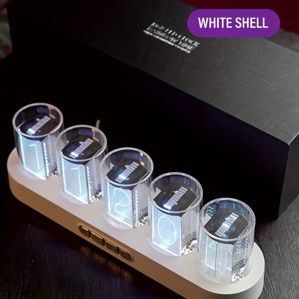 Retro LED Nixie Tube Clock with RGB Luminous Night Light - USB Powered ...