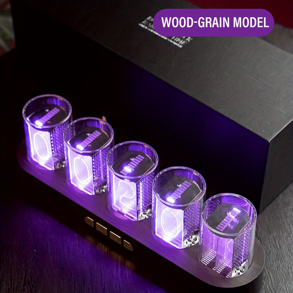 Retro LED Nixie Tube Clock with RGB Luminous Night Light - USB Powered ...