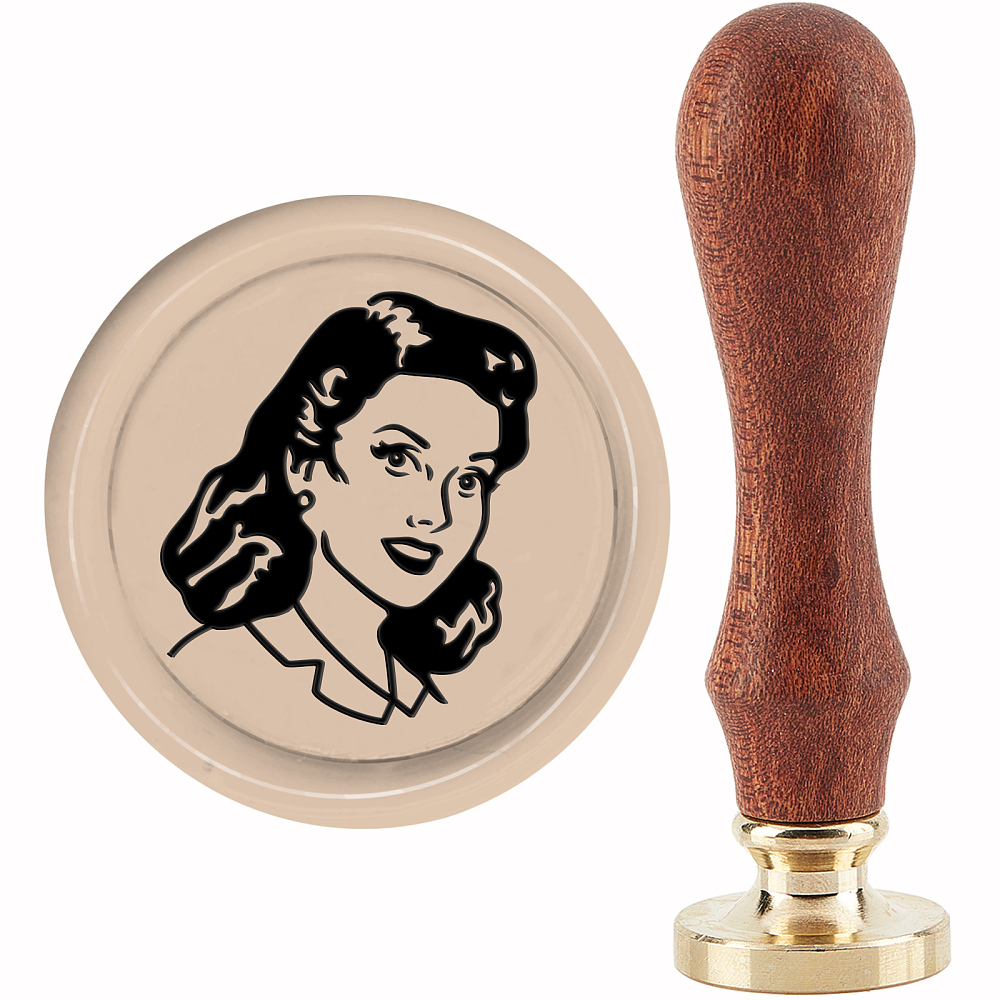 Retro Lady Wax Seal Stamp 30mm Removable Brass Head Vintage lady Woman ...