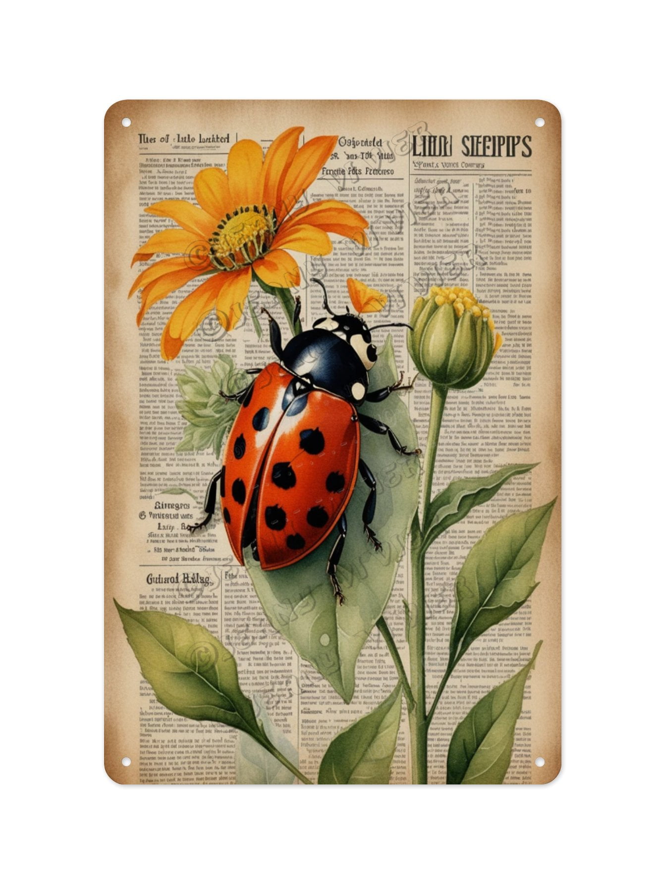 Retro Ladybugs Aluminum Sign 8x12 Inches - Cottagecore Decorative Sign ...
