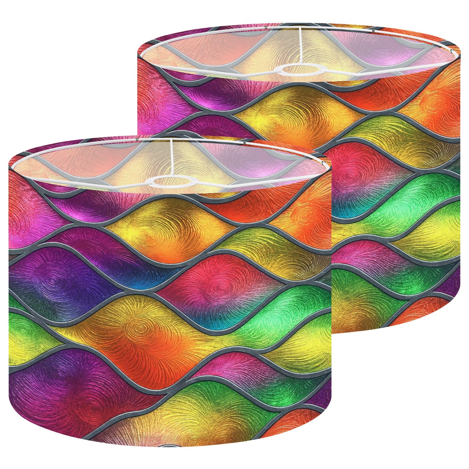 Retro Lampshades 2 Pack Stained glass texture waves for window colored ...