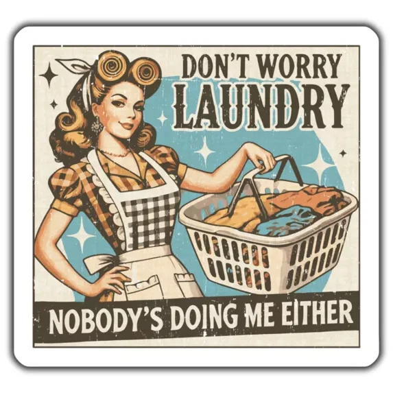 Retro Laundry Sticker, Vintage Style For Laundry Room, Quirky ...