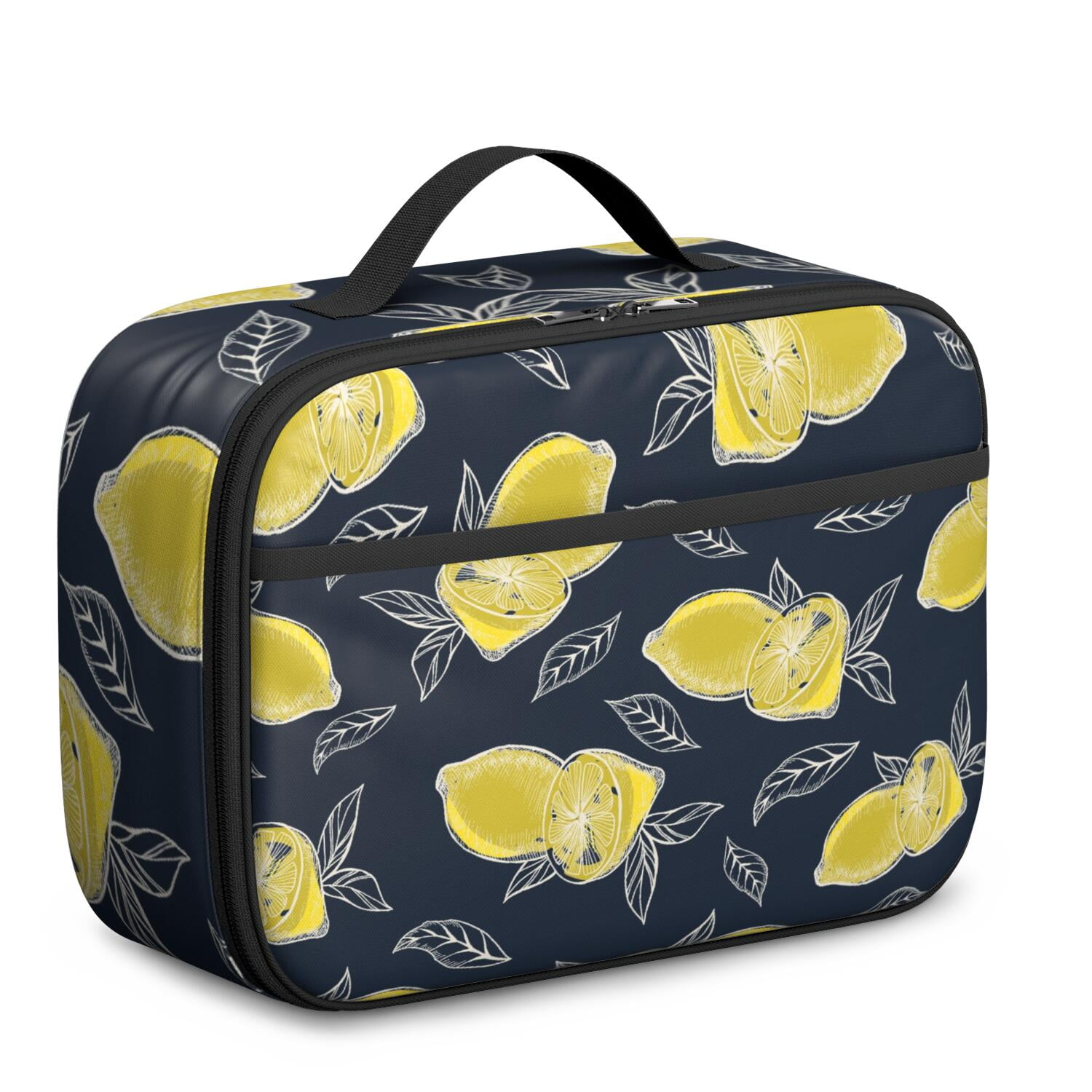 Retro Lemon & Bees Lunch Box - Thermal Insulation, Durable Oxford Cloth & Spacious Capacity ...