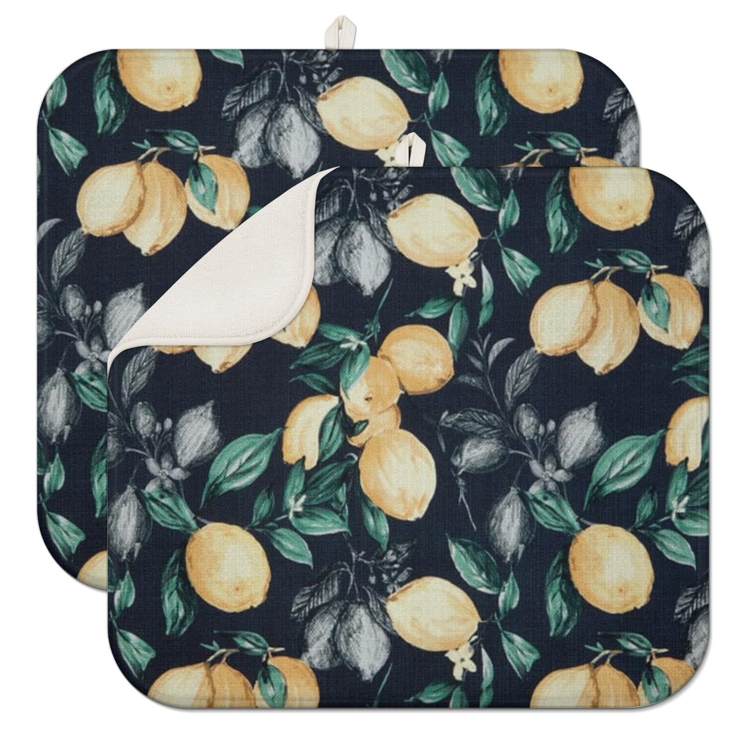 Retro Lemon Coffee Maker Mat – Ultra Absorbent Yellow Fruit Drying Mat ...