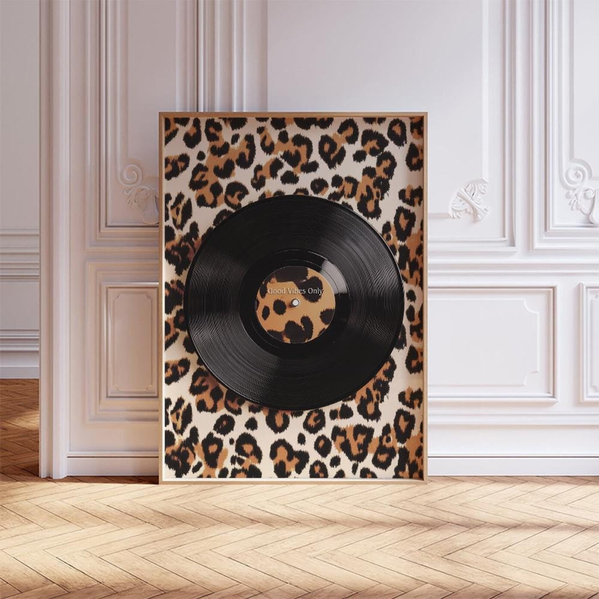 Retro Leopard Wall Art Vinyl Records Good Vibes Only Poster Maximalist Trendy Y2K Poster Preppy ...
