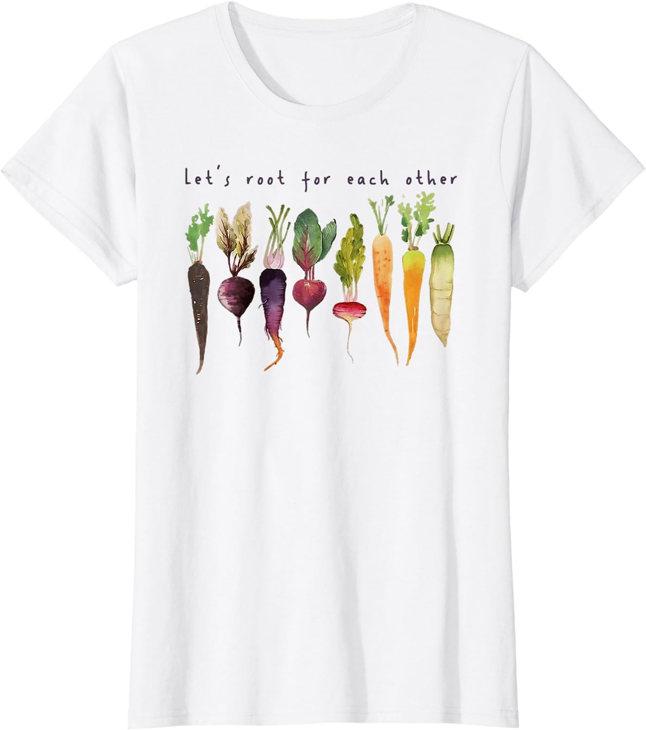 Retro Let's Root For Each Other Cute Veggie Funny Vegan T-Shirt ...