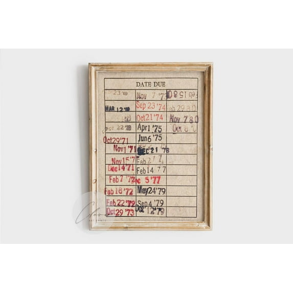 Retro Library Card Poster Antique Book Due Date Card Poster Vintage ...