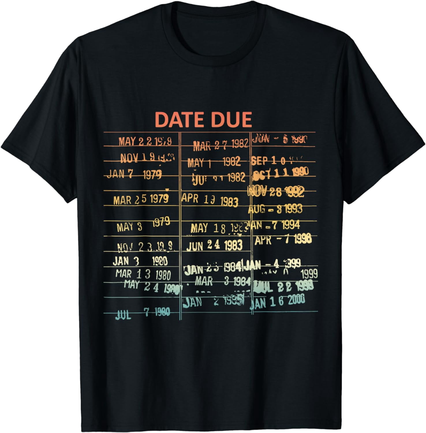 Retro Library Due Date - Vintage Librarian Date Due T-Shirt - Walmart.com