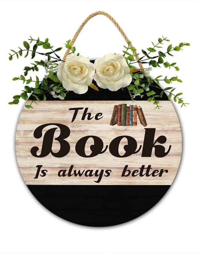 Retro Library Sign Funny Farmhouse the Book is Always Better Wooden ...