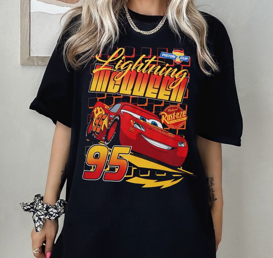Retro Lightning Mcqueen 95 Checkerboard T-Shirt, Lightning McQueen 95 ...