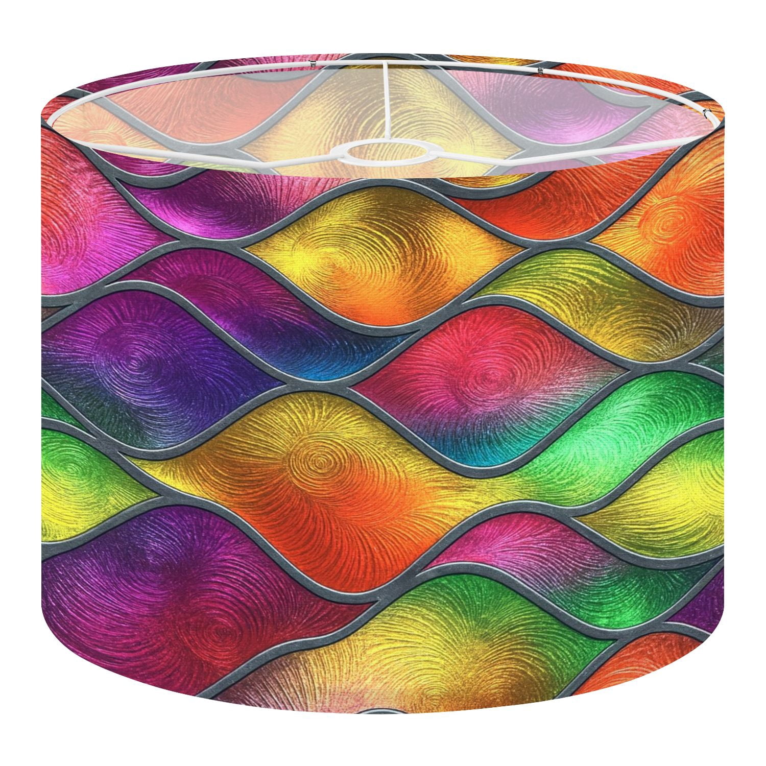 Retro Linen Drum Lampshades Stained glass texture waves for window ...
