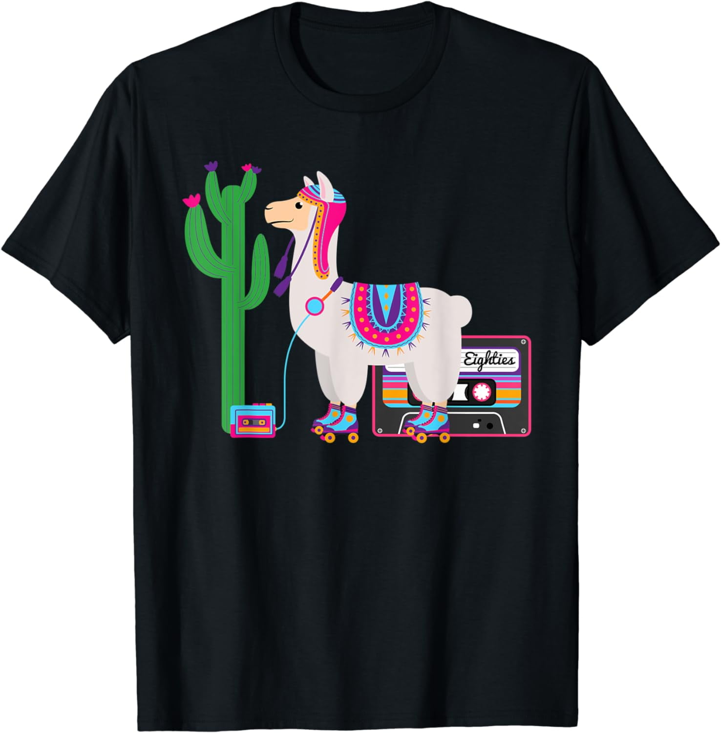 Retro Llama Roller Skate Funny 70s 80s Derby Women Kids T-Shirt ...