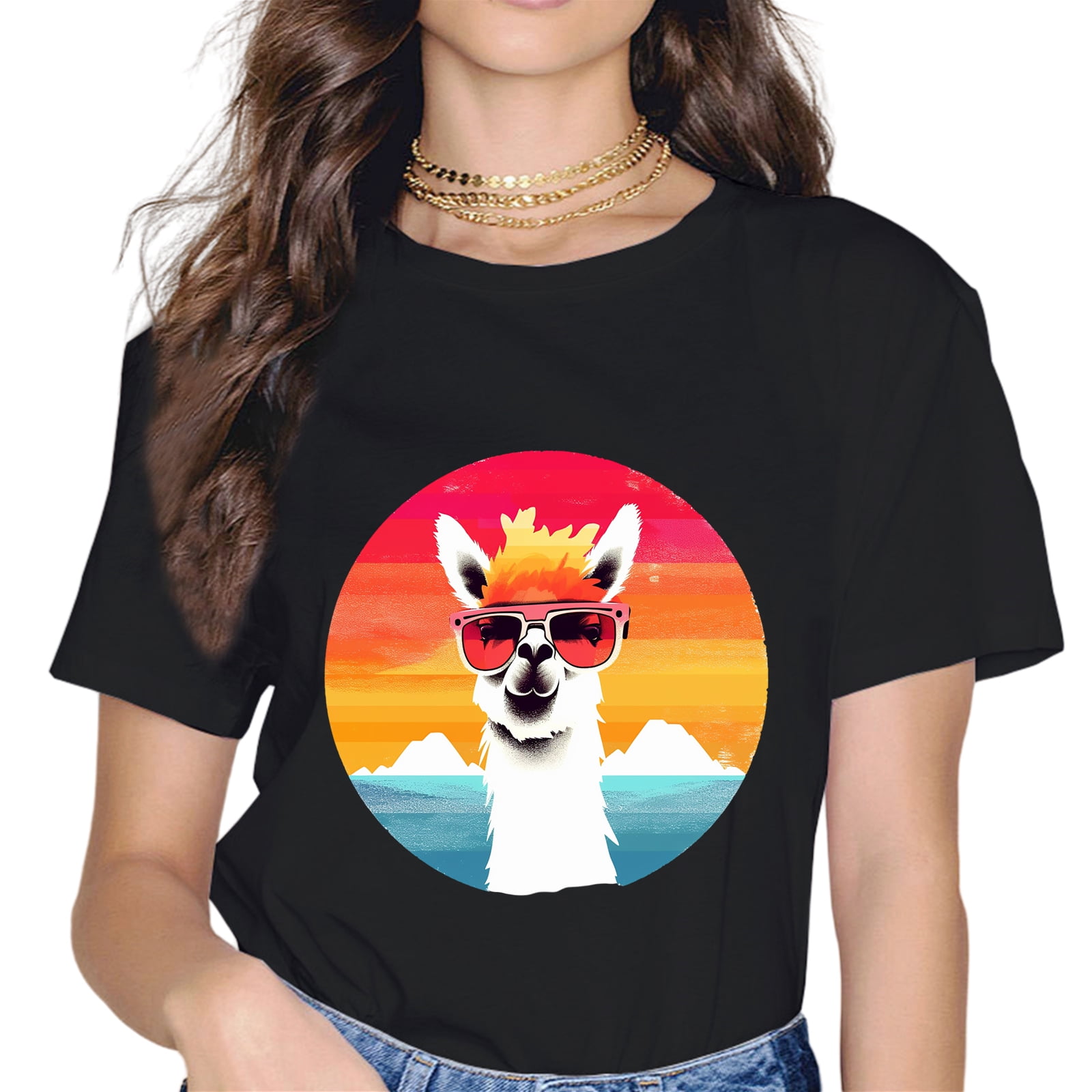 Retro Llama Vintage Llama T-Shirt - Walmart.com