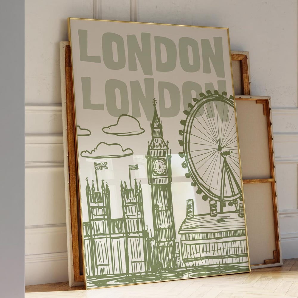 Retro London Travel Poster: Vintage England Cityscape Art UNFRAMED ...