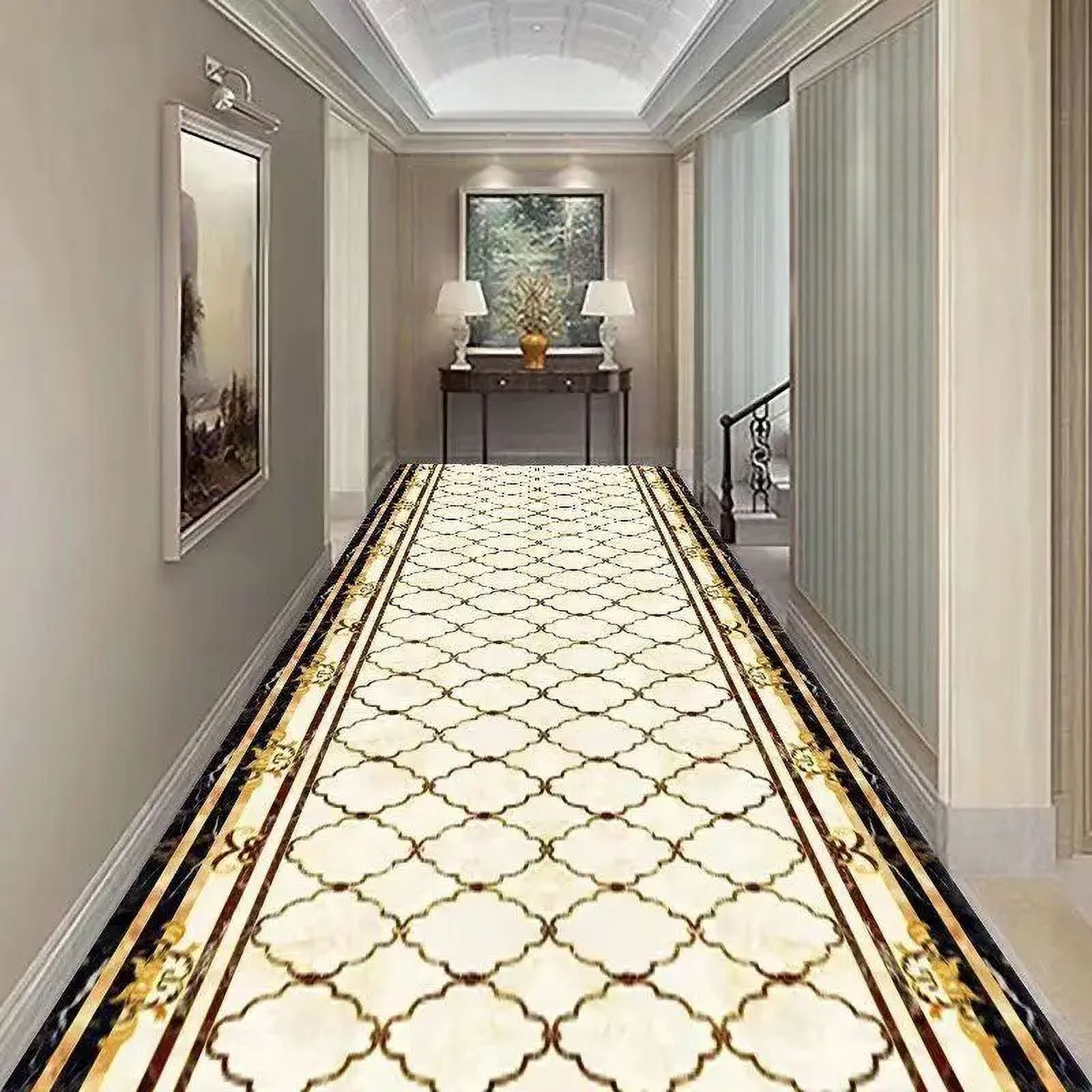 Retro Long Corridor Carpet Runners Aesthetic Luxury Hotel Hallway ...
