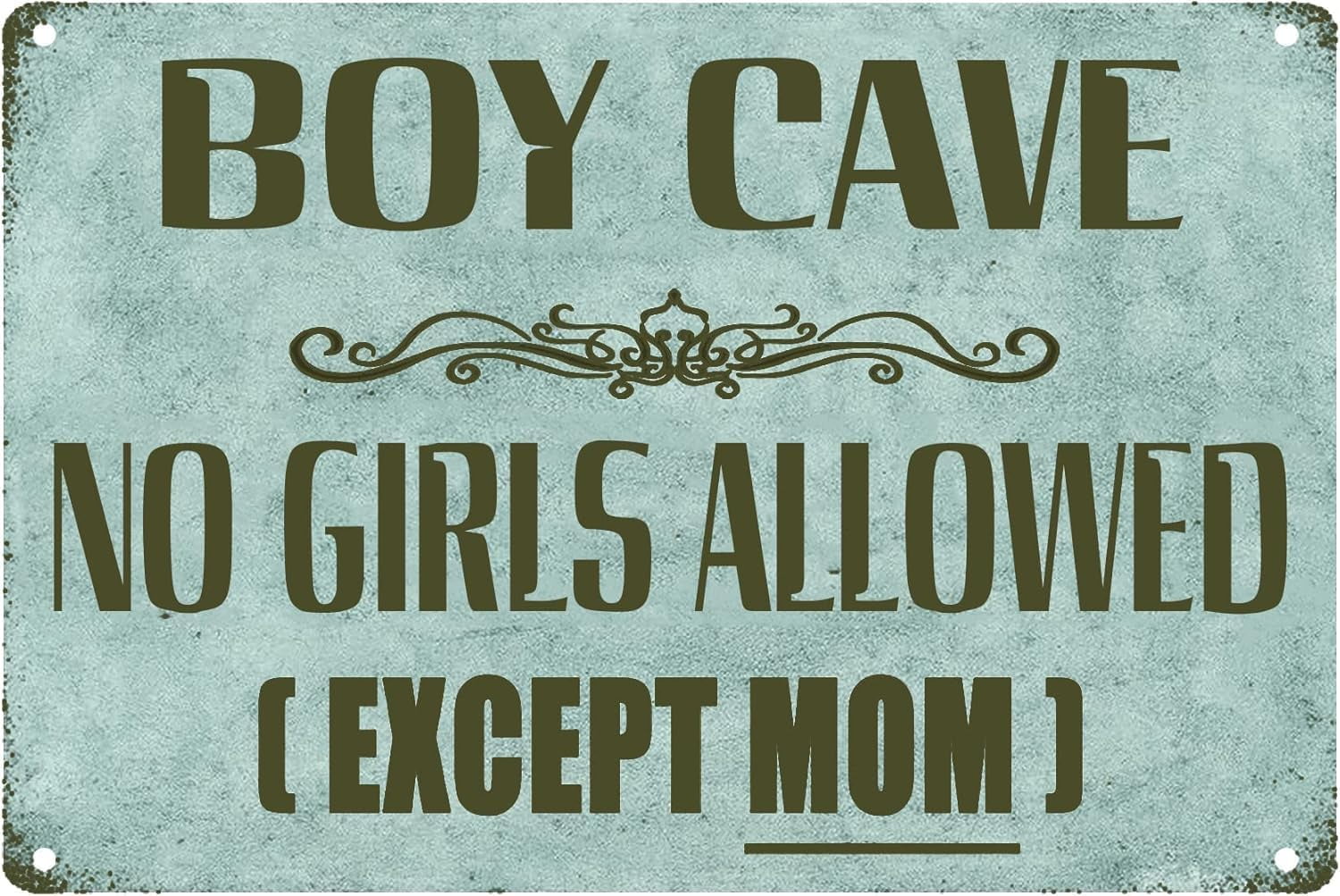Retro Look Decoration Poster Sign Boy Cave No Girls Allowed Except Mom ...