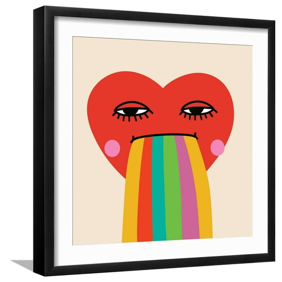 Art.com Retro Love Crazy and Smeared Heart Smiley Face. Hippie Groovy ...