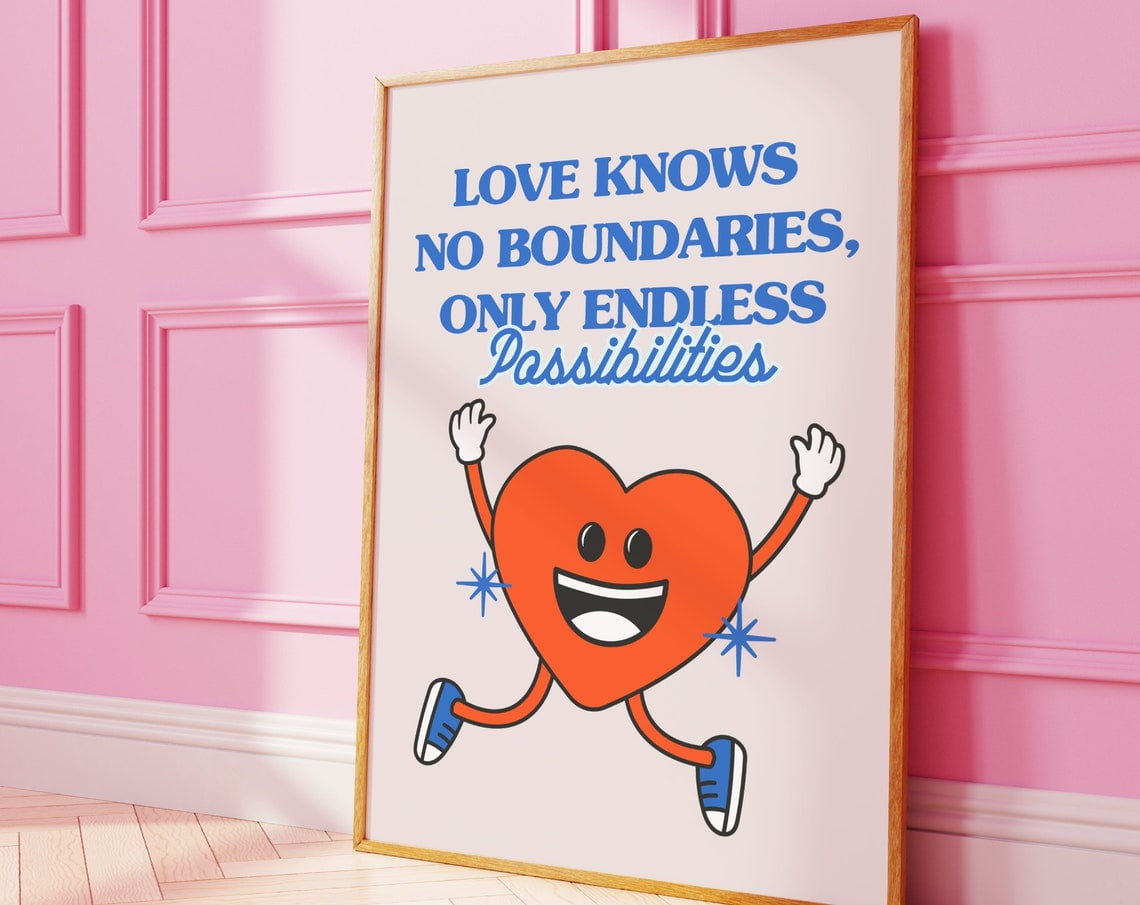 Retro Love Poster • Classroom Wall Art • Girl Dorm Room Aesthetic Decor ...