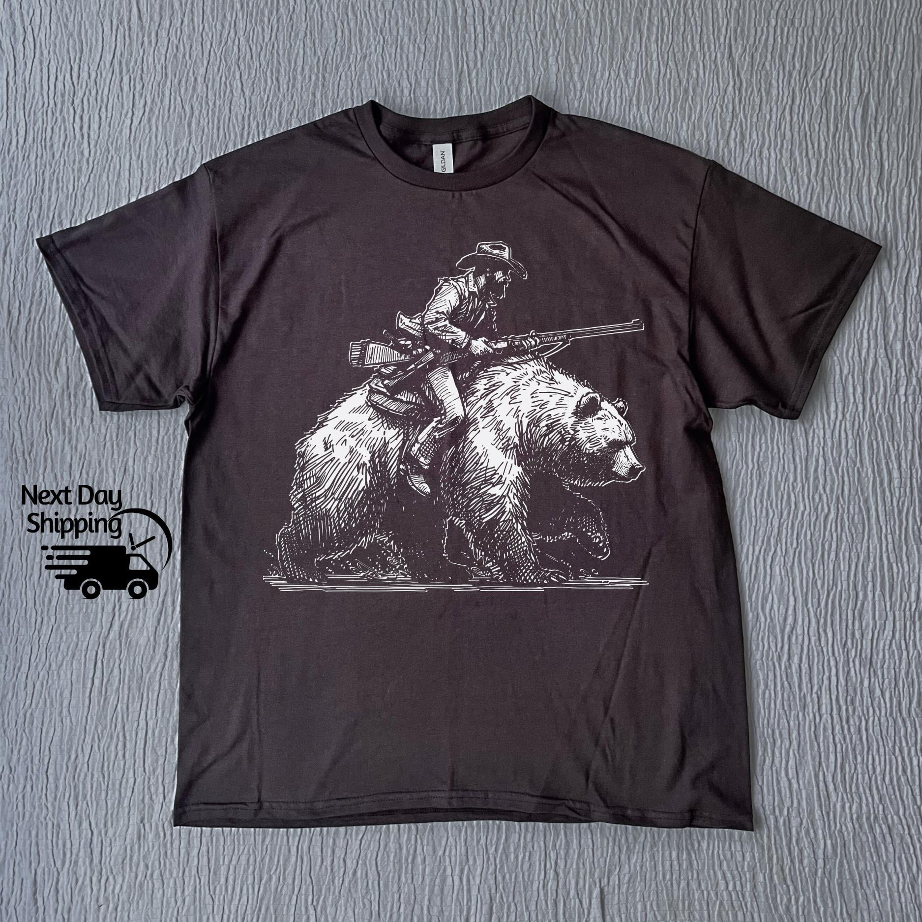 Retro Lumberjack Cowboy Riding A Bear 90s Shirt, Hiking T-Shirt, Shirt ...