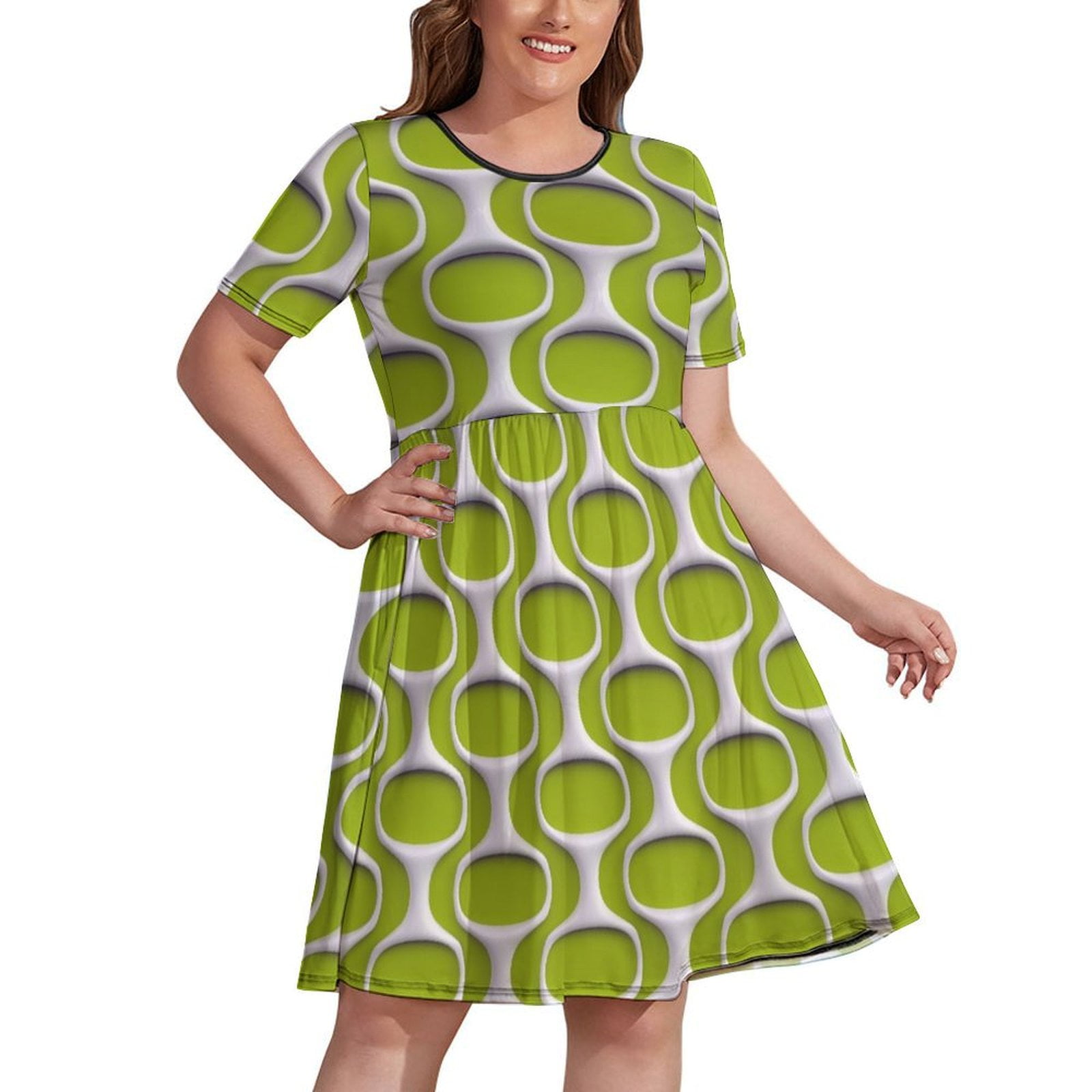 Retro MOD 60s Pattern on Green Dress summer outfits for women 2024 ...