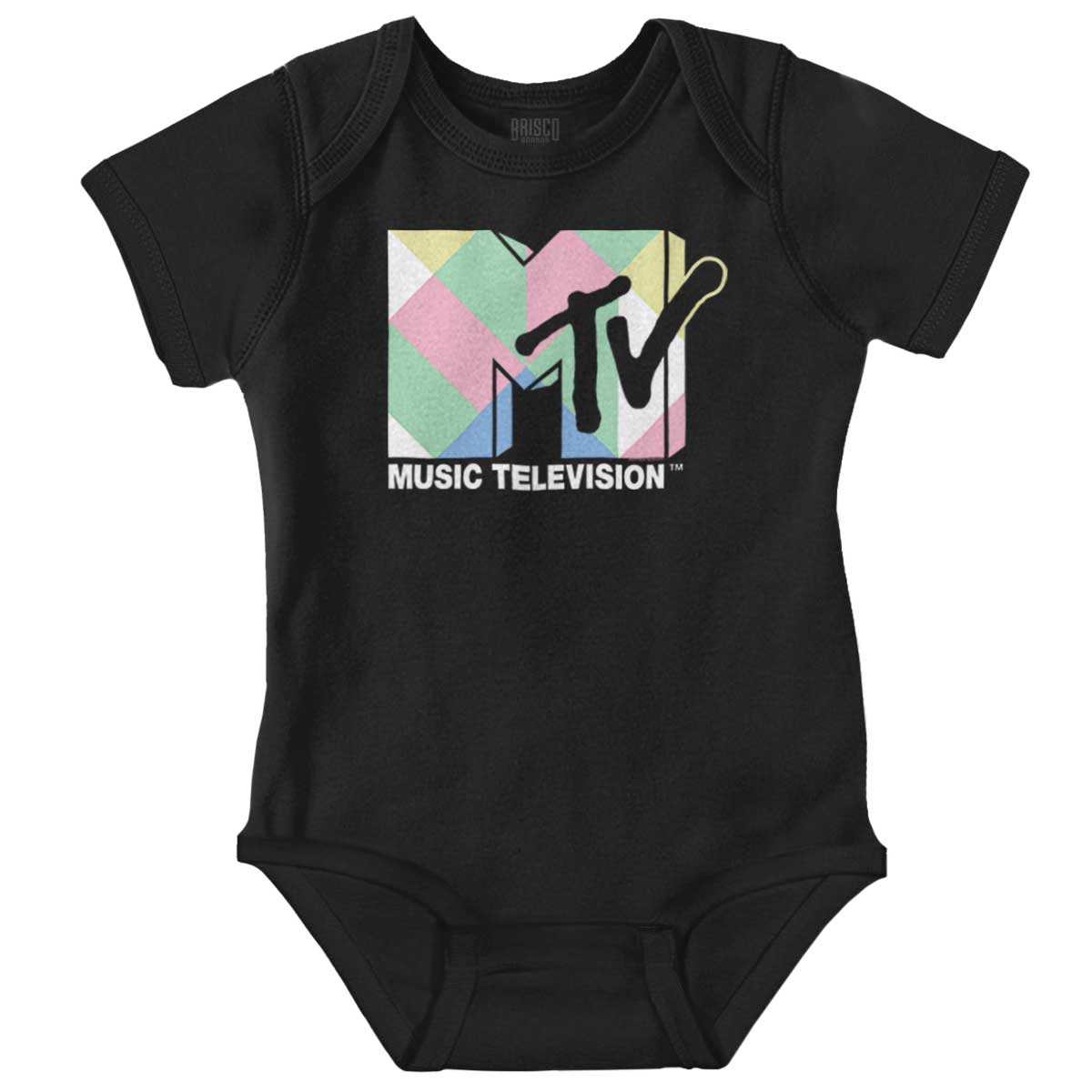 Retro MTV Colorful Blocks Logo Romper Boys or Girls Infant Baby Brisco ...
