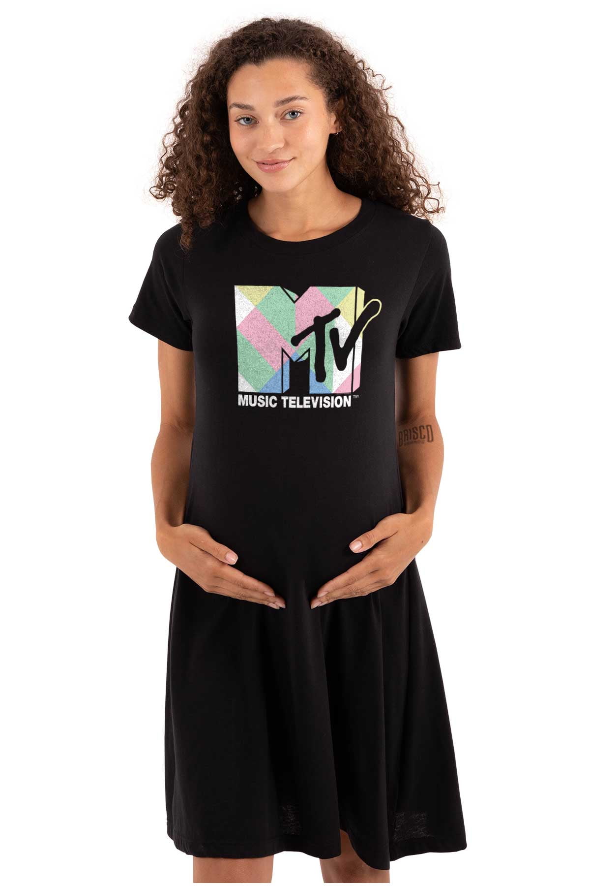 Retro MTV Colorful Blocks Logo Women's Maternity Dress Brisco Brands 3X ...