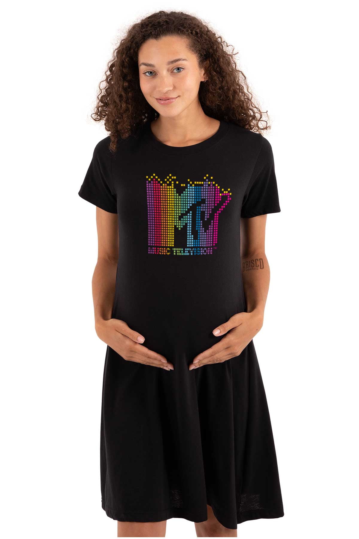 Retro MTV Colorful Pixel Art Logo Women's Maternity Dress Brisco Brands ...