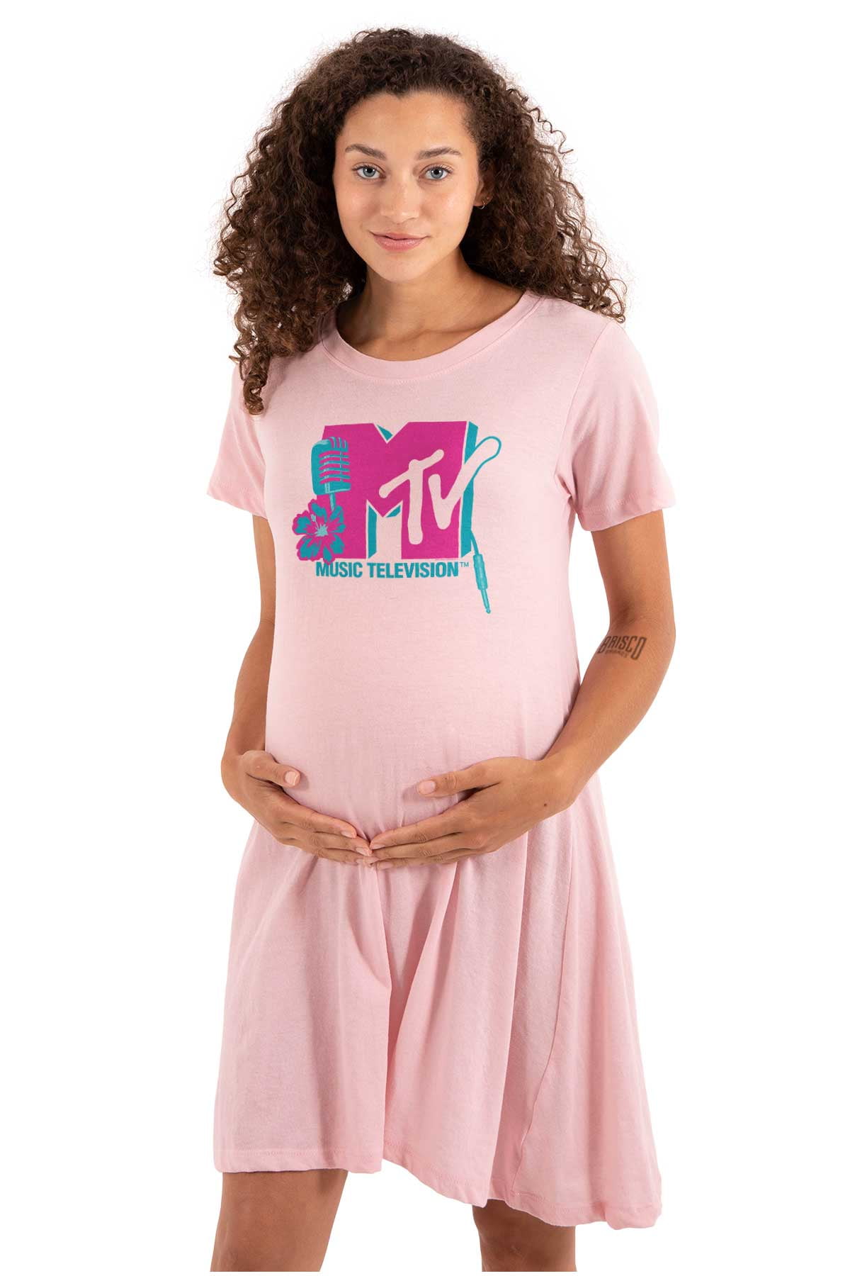 Retro MTV Floral Microphone Logo Women's Maternity Dress Brisco Brands ...