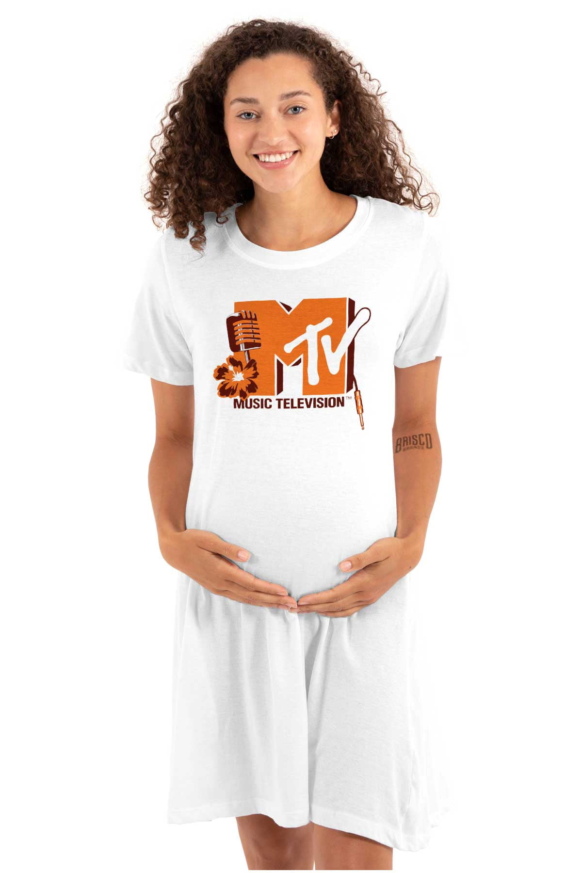 Retro MTV Microphone Flower Logo Women's Maternity Dress Brisco Brands ...