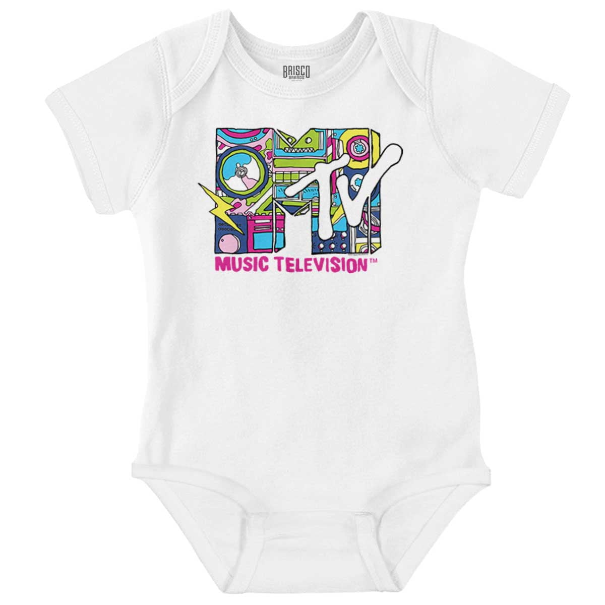 Retro MTV Music Lightning Bolt Logo Romper Boys or Girls Infant Baby ...