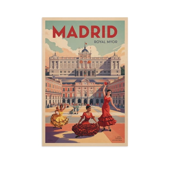 Retro Madrid City Poster Vintage Spanish City Tourism Art for Walls ...