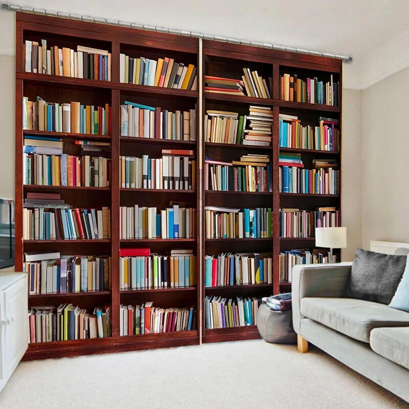 Retro Magic Book Shelf 1 PC Window Curtain Block out Fabric Drapes ...
