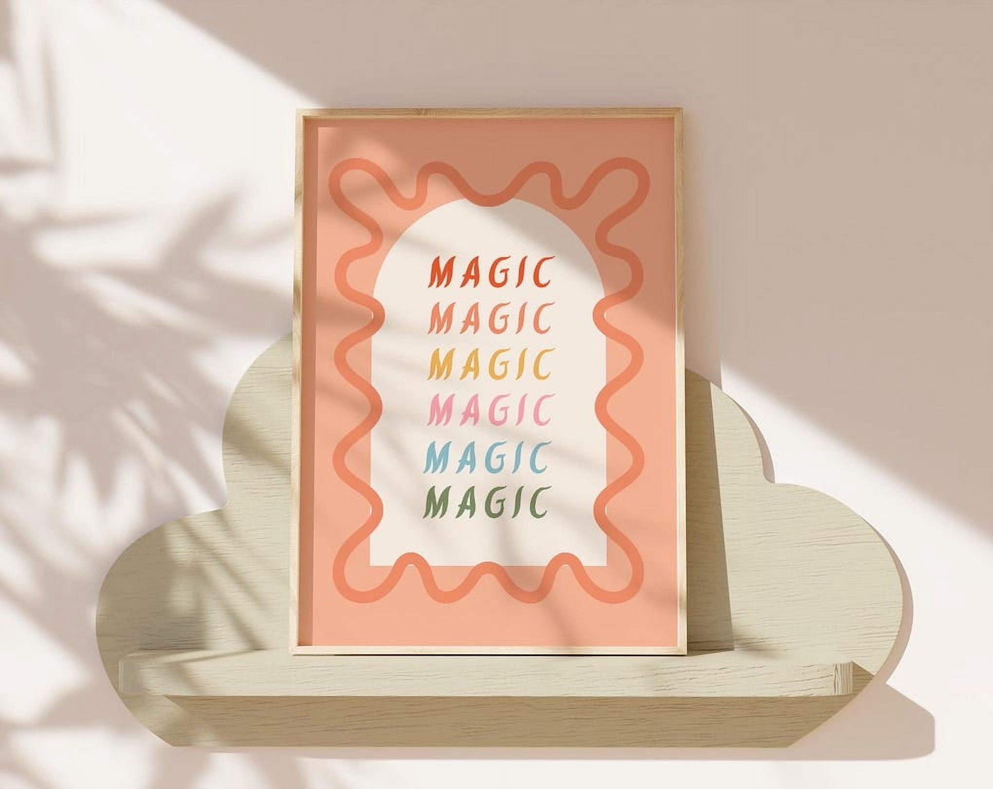 Retro Magic Print, Kids Room Wall Art, Funky Playroom Design, Peach ...