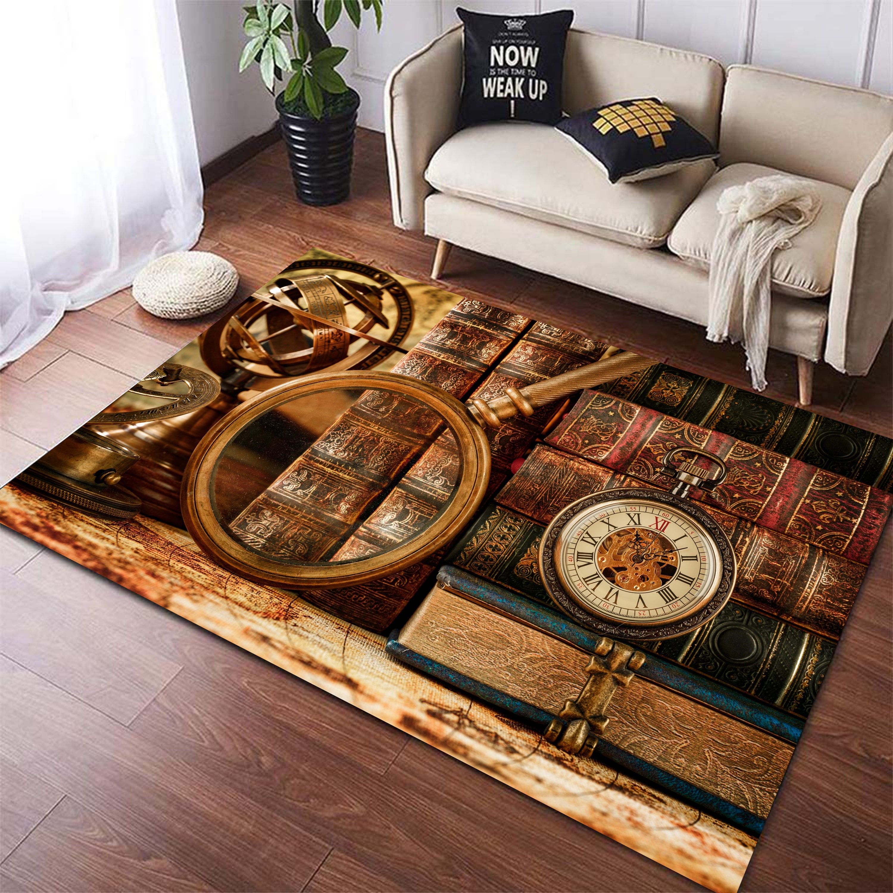 Retro Magnifying Glass Rug 5x7 ft = 155x215 cm Washable Rug - Walmart.com